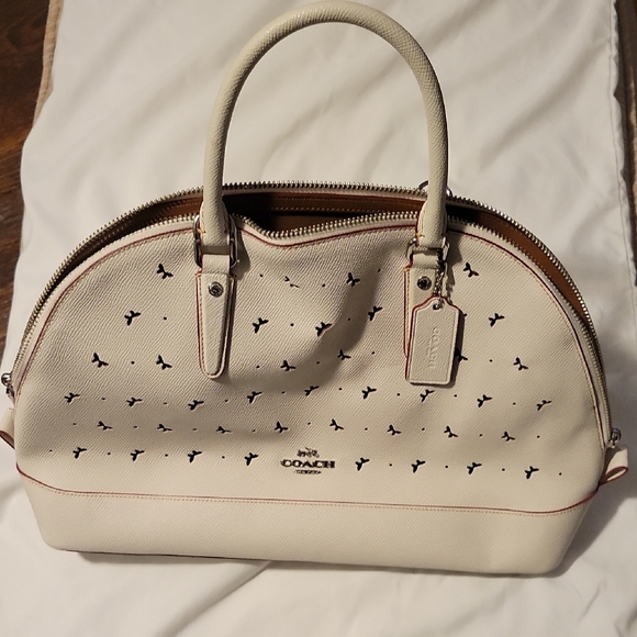 Coach | Bags | Coach Ivory Satchel With Butterfly Cutouts | Poshmark